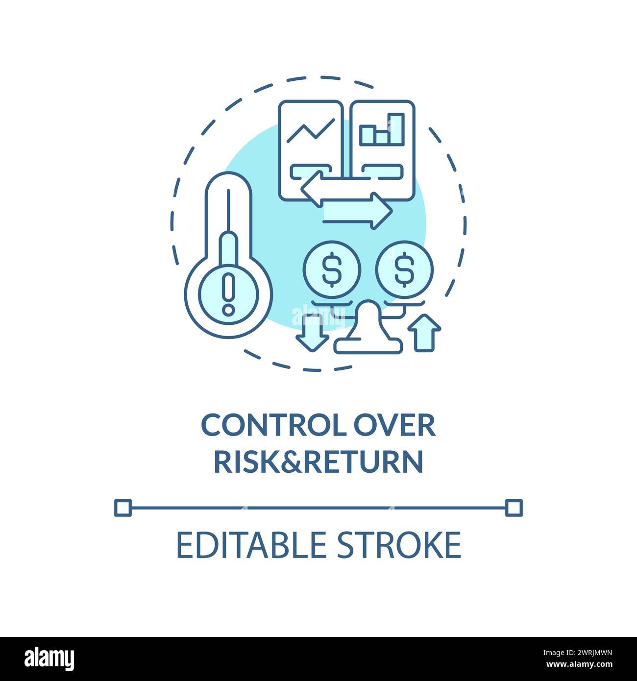 Control over risk and return soft blue concept icon Stock Vector Image ...