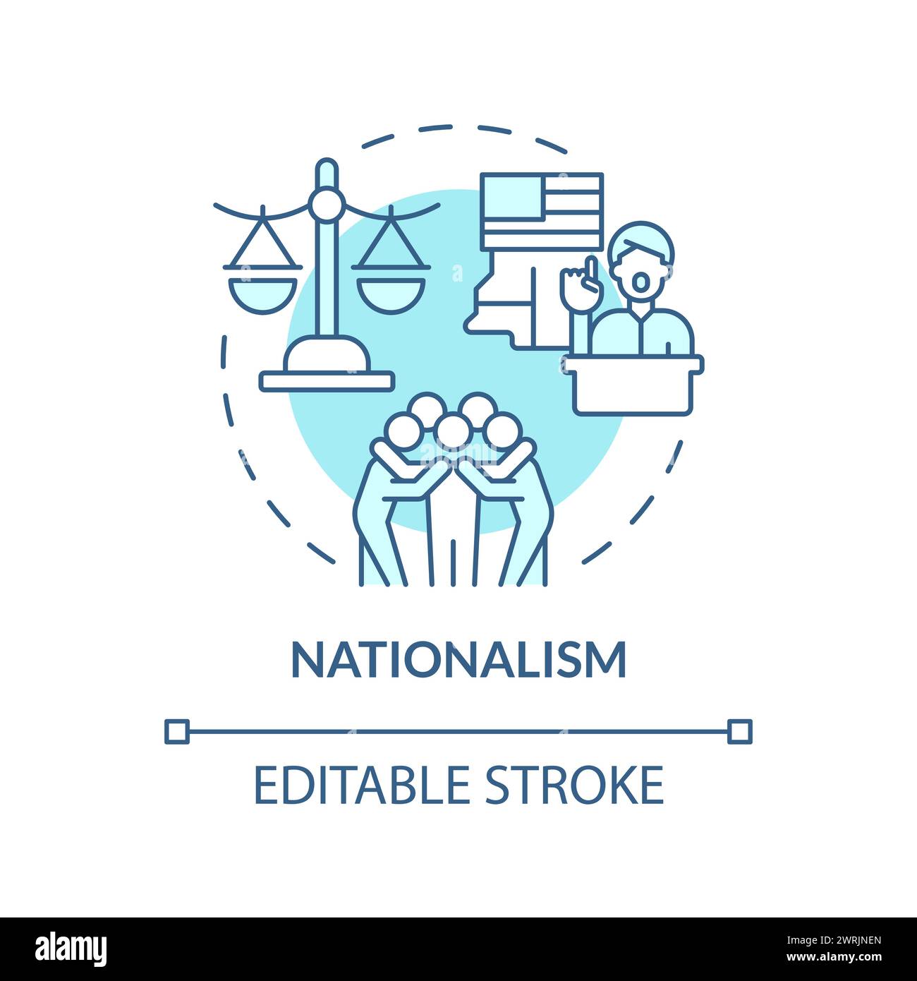 Nationalism political movement soft blue concept icon Stock Vector ...