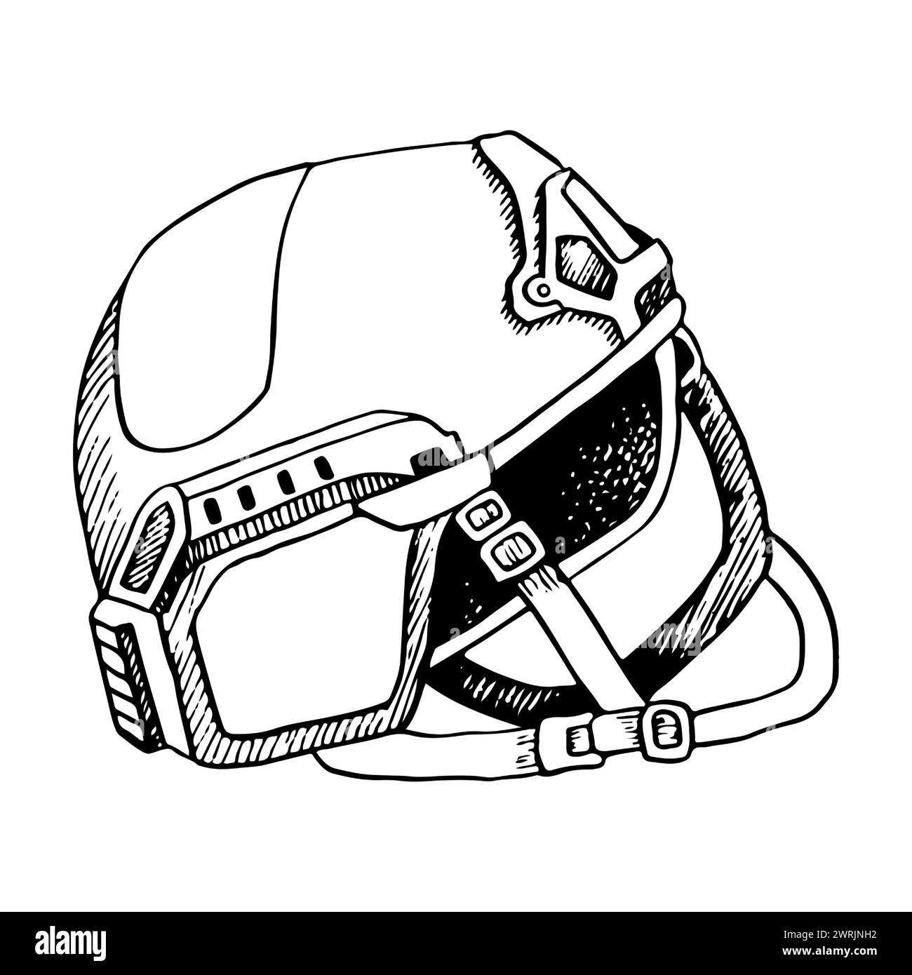 Modern military soldier helmet black and white vector illustration for ...