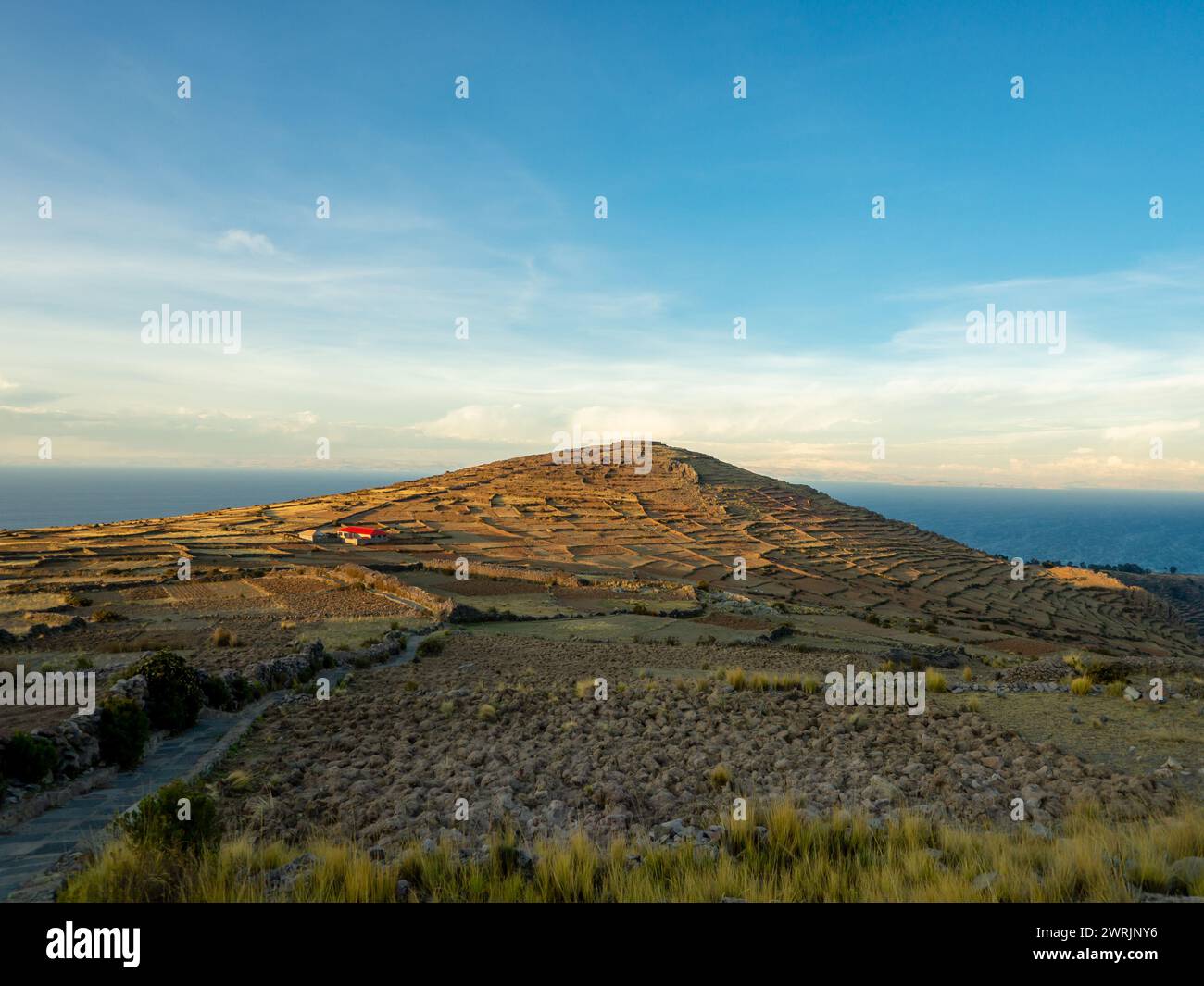 Amantani island, in Titicaca lake, Peru Stock Photo - Alamy