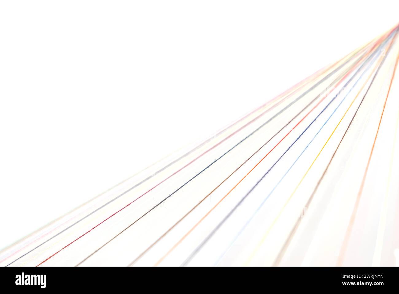 Converging Multi-colored Sewing Thread on a white background Stock ...