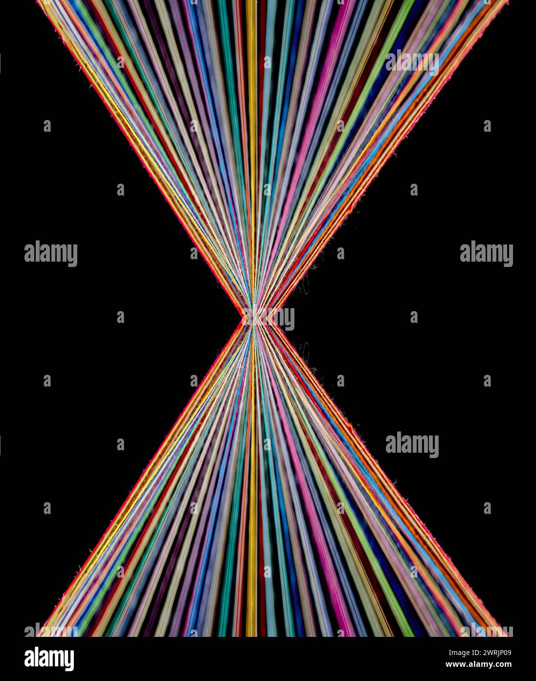 Converging Rainbow Colored Threads on dark background Stock Photo - Alamy