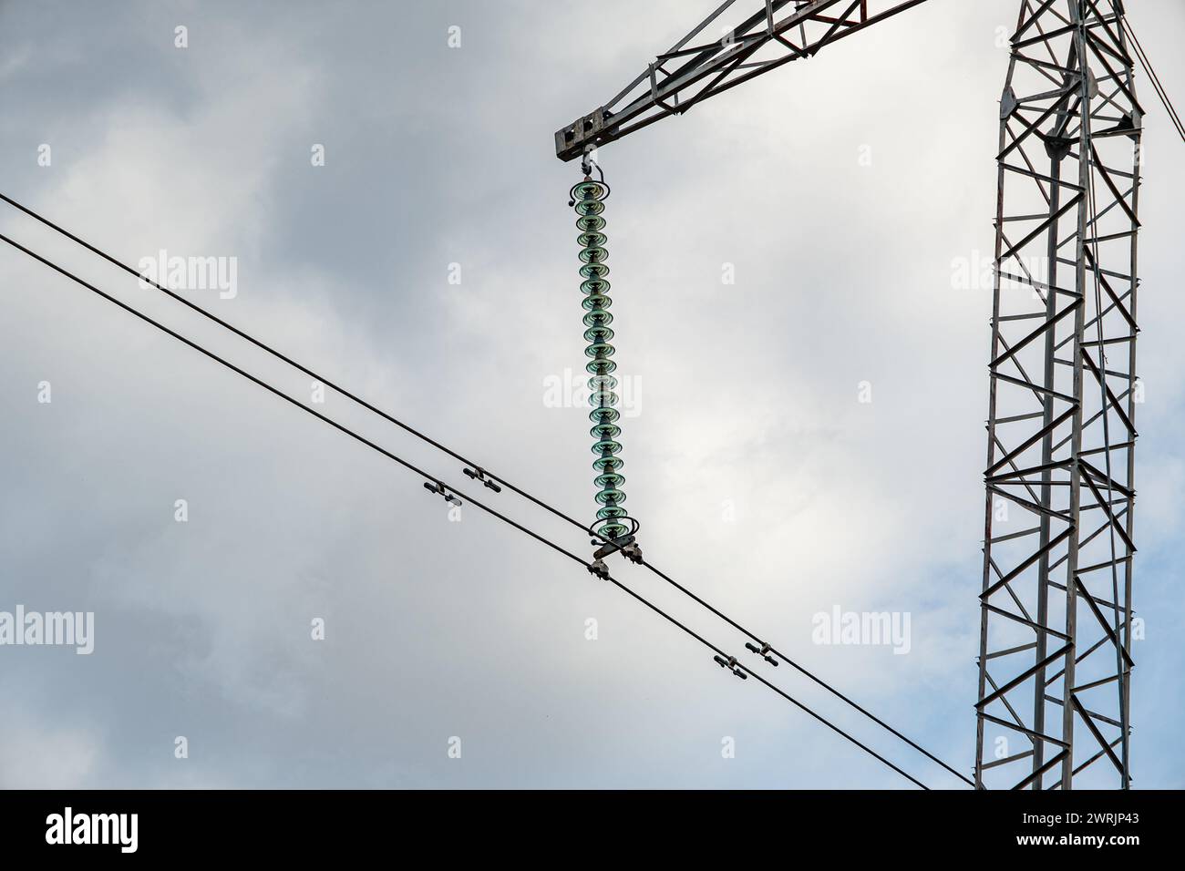 High Voltage Electric Power Grid Poles with Ceramic Insulators at ...