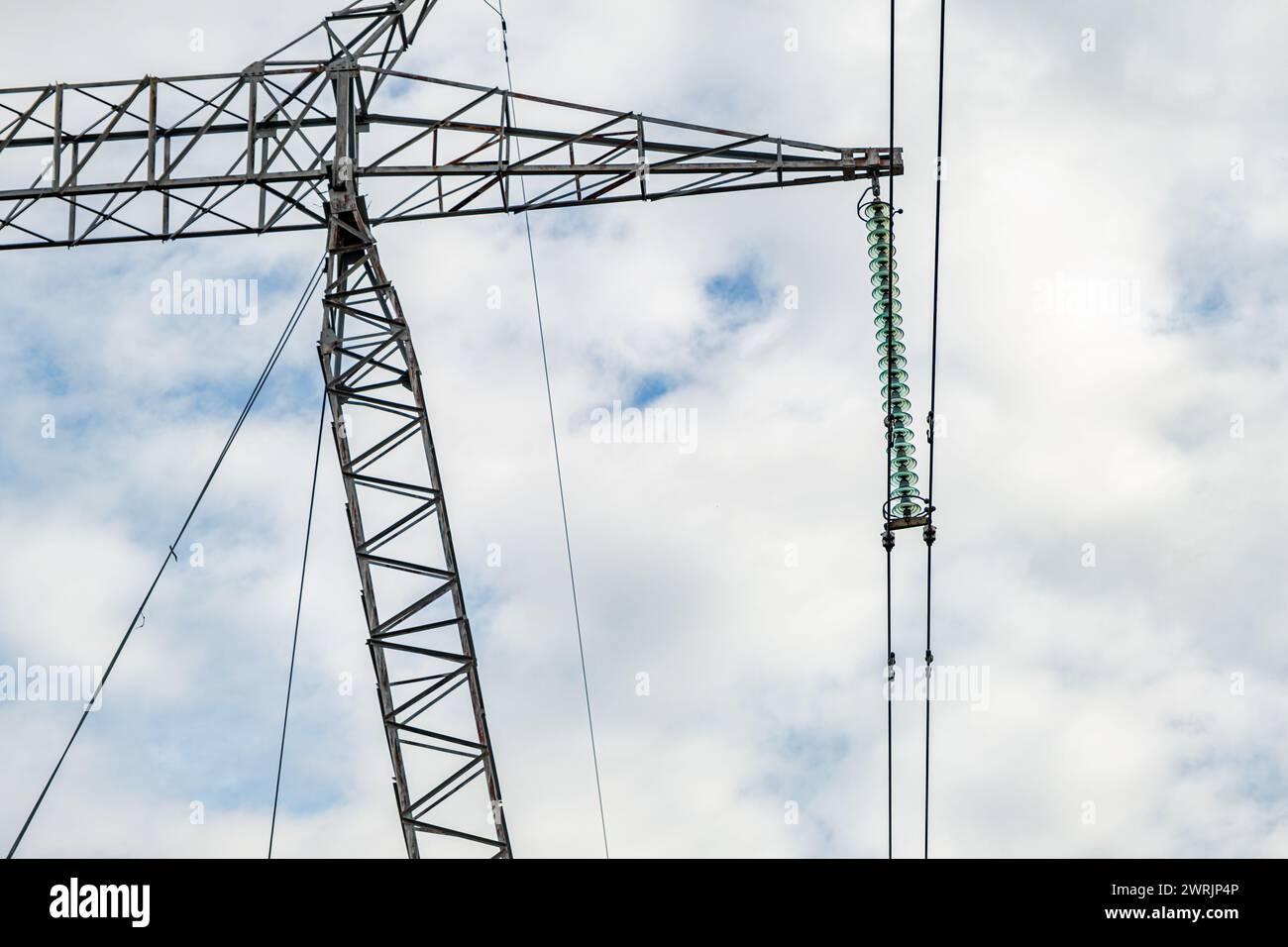High Voltage Electric Power Grid Poles with Ceramic Insulators at ...