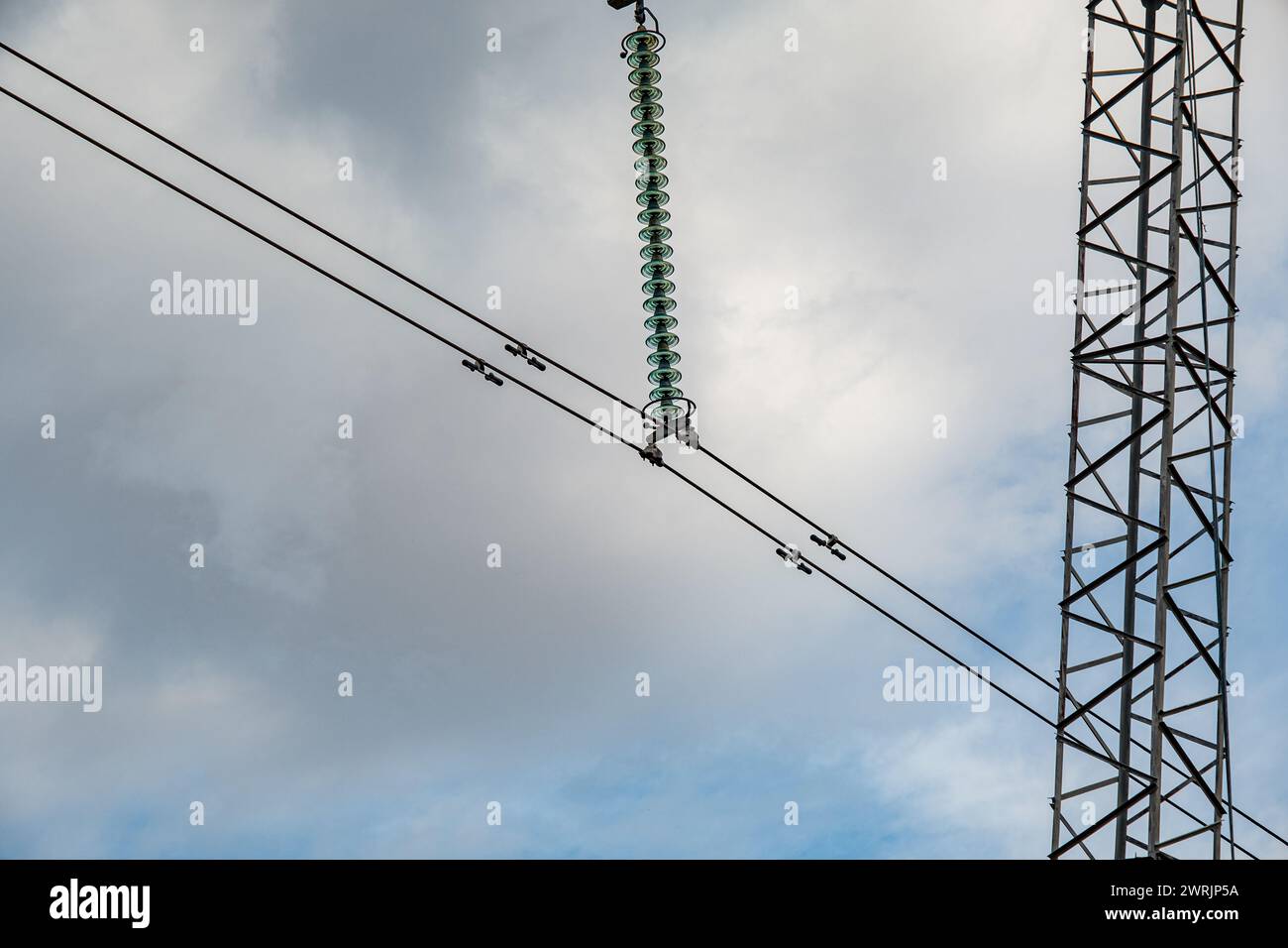 High Voltage Electric Power Grid Poles with Ceramic Insulators at ...