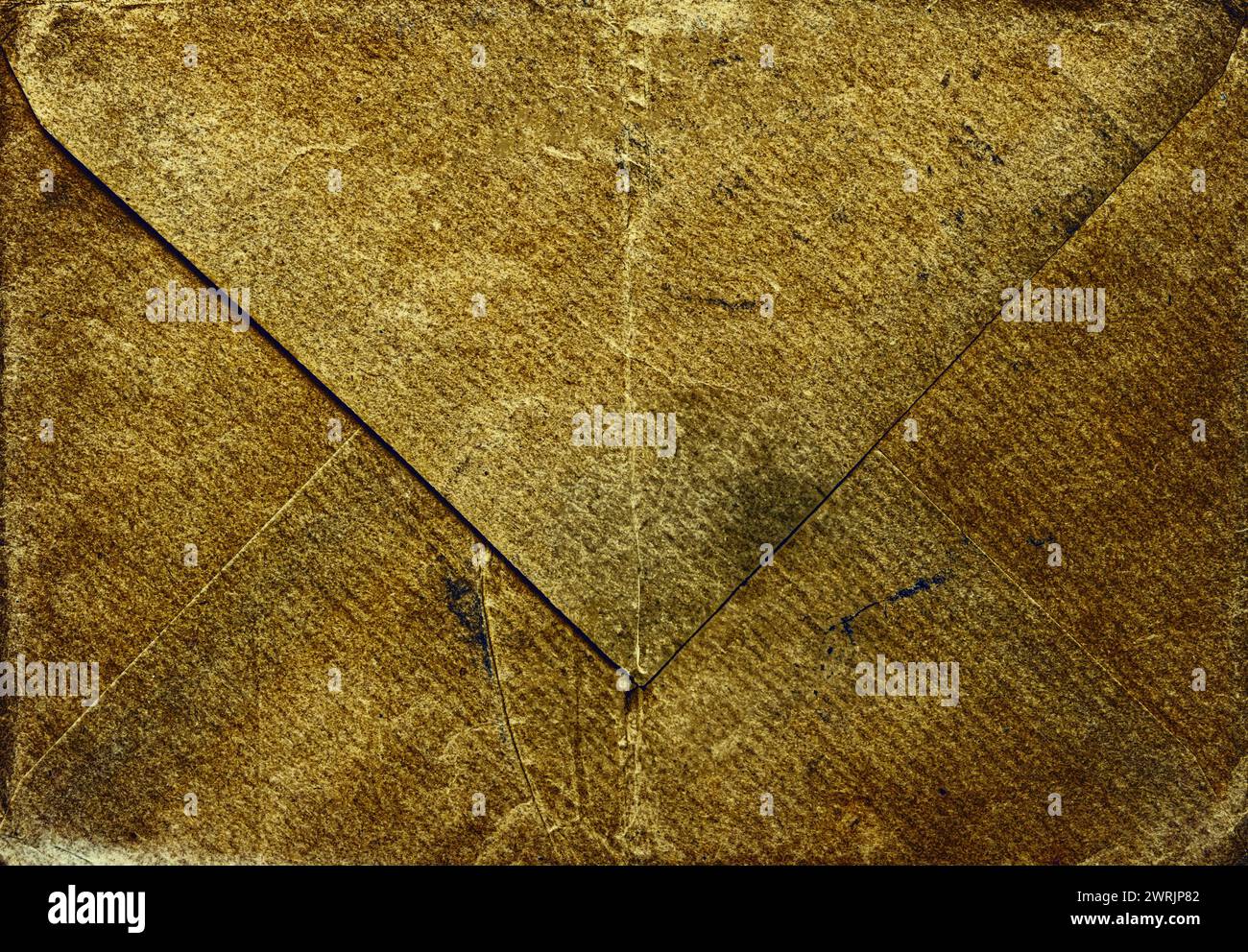 front view closeup of blank old aged closed letter paper envelope with ...