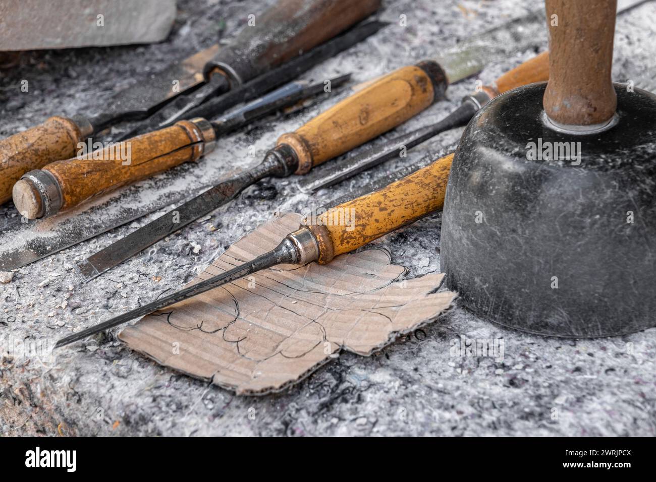 various tools for manual processing stone Stock Photo - Alamy