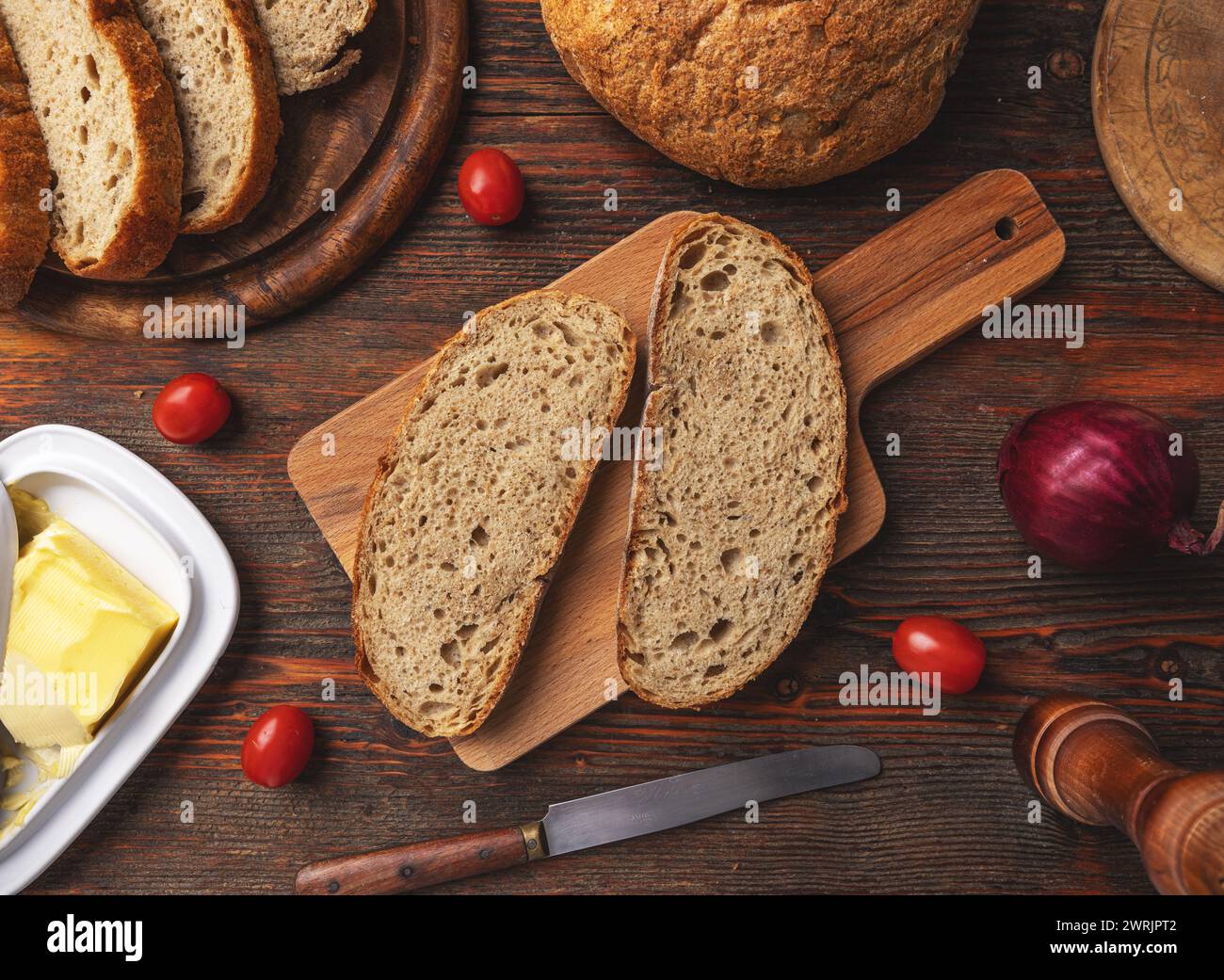 Top view of fresh whole grain bread slices Stock Photo - Alamy
