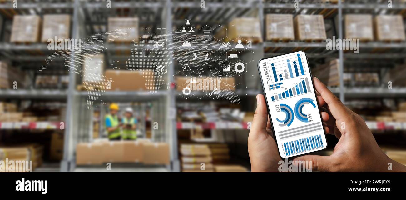 digital internet network iot Smart logistics Warehouse management innovative software in ...