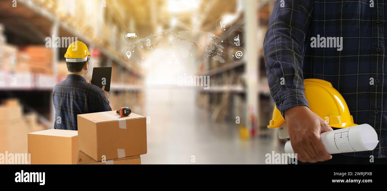 digital internet network iot Smart logistics Warehouse management ...