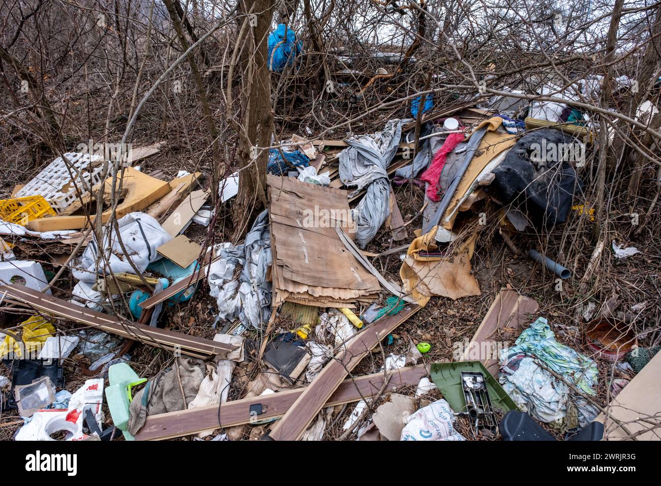 Sibiu City, Romania - 24 January 2024. Environmental pollution. Garbage ...