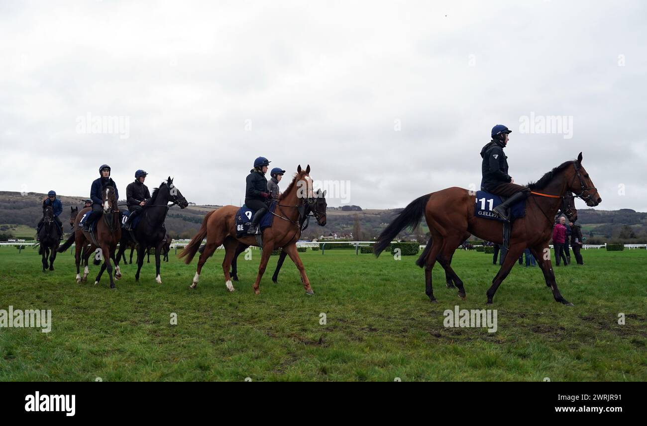 Gordon Elliott trained horses on the gallops ahead of day two of the ...