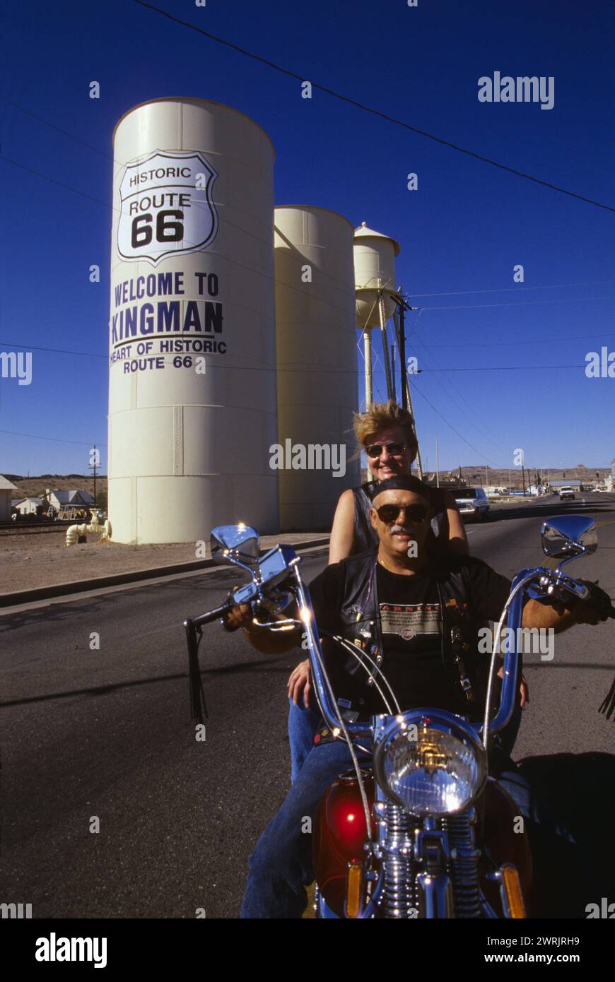 usa Arizona kingman bikers on route 66 Stock Photo - Alamy
