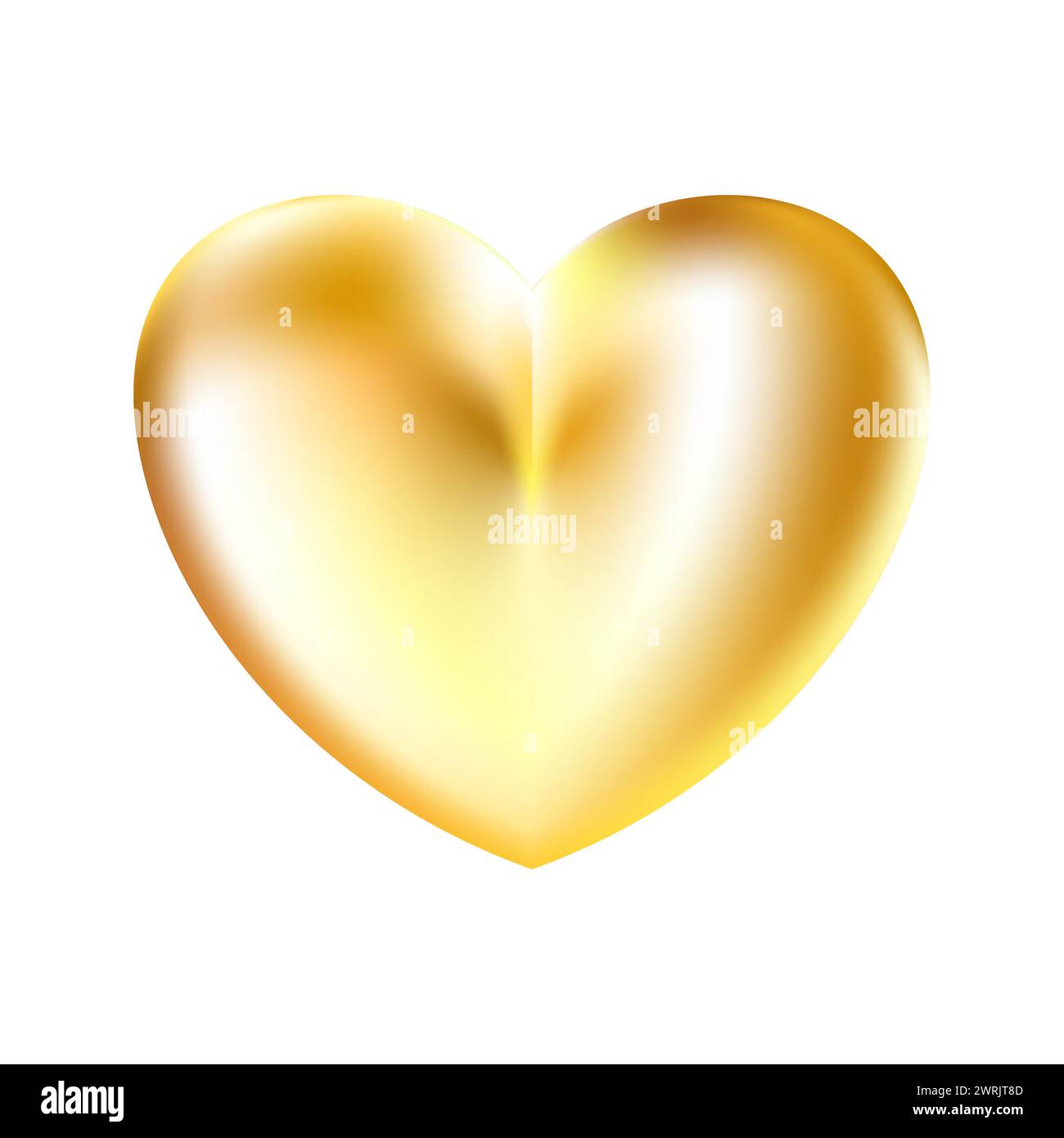 Golden realistic heart icon on white background. 3d vector illustration ...