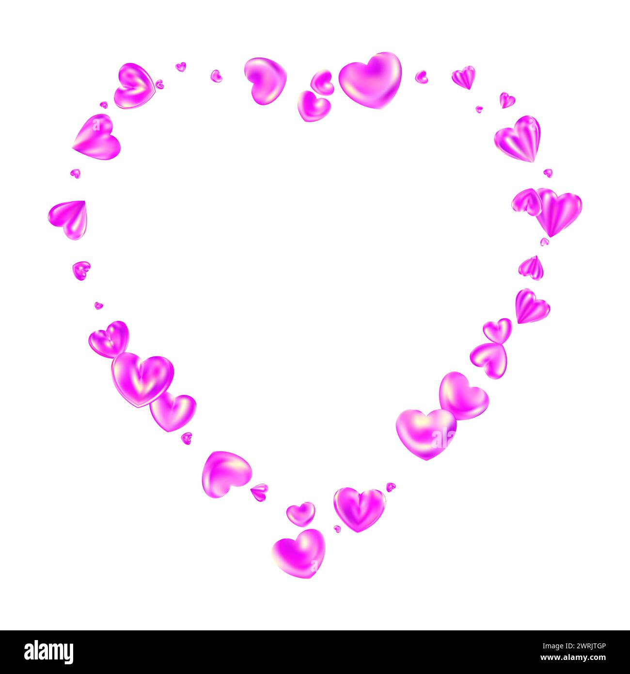 Pink glossy realistic heart frame isolated on white background Stock ...