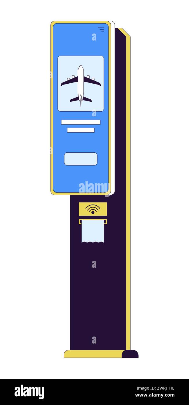 NFC payment terminal at airport 2D linear cartoon object Stock Vector ...