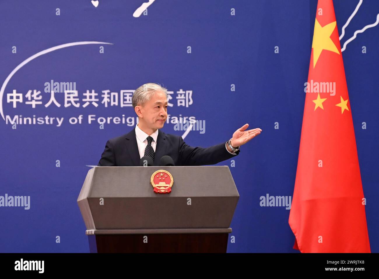 Peking, China. 13th Mar, 2024. Wang Wenbin, spokesman for the Chinese ...