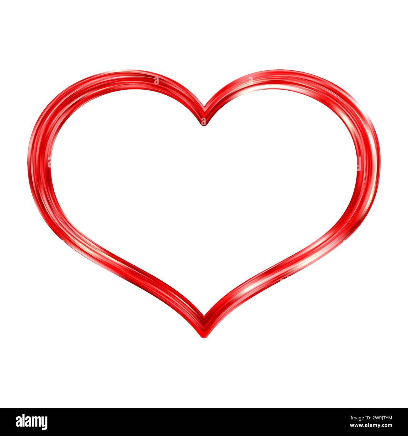 Thin gold heart frame. Golden realistic heart border. Luxury symbol of ...