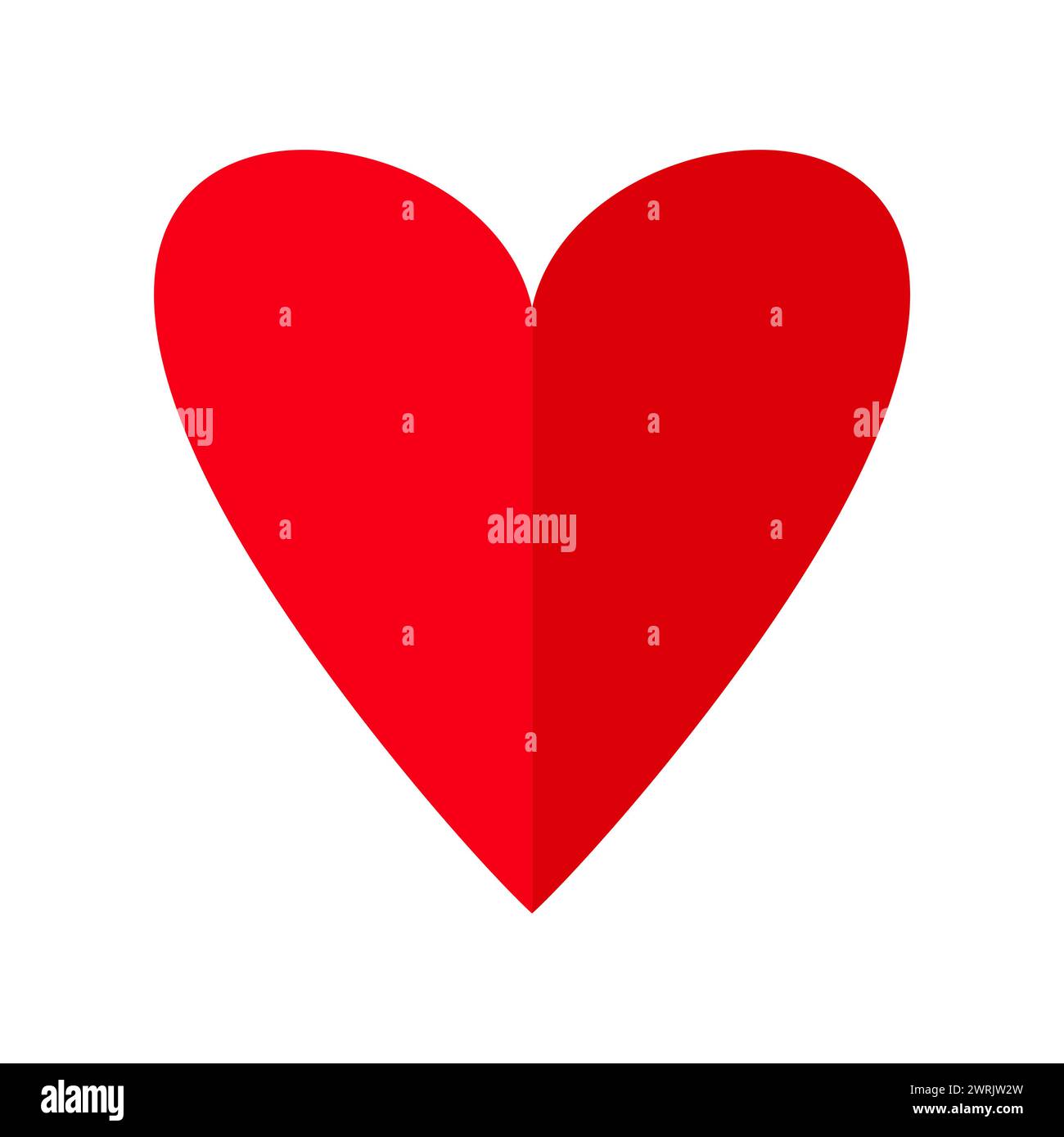 Red heart icon folded in half. Valentines day, symbol of love Stock ...