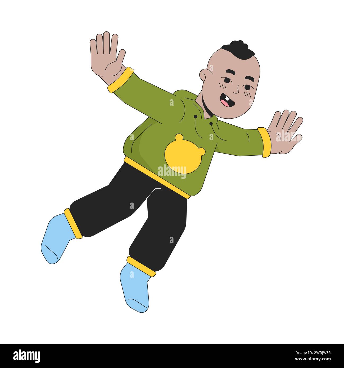 Happy infant throw in air 2D linear cartoon character Stock Vector ...