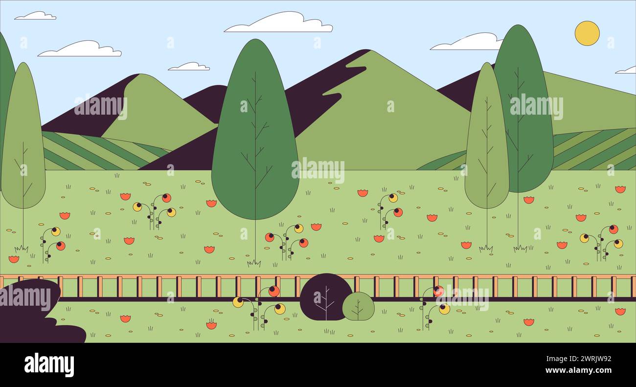 Railroad hill cartoon flat illustration Stock Vector Image & Art - Alamy