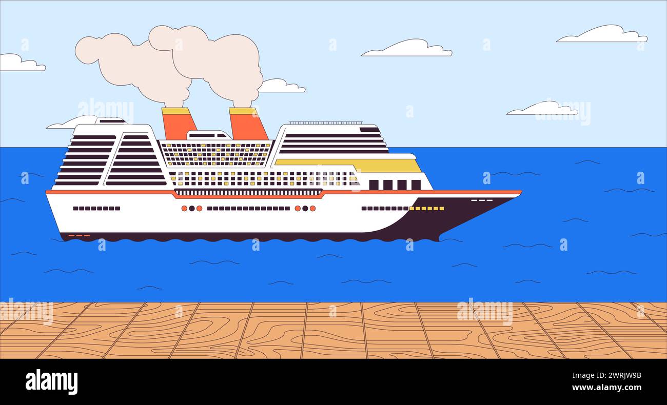 Cruise ship pier cartoon flat illustration Stock Vector Image & Art - Alamy