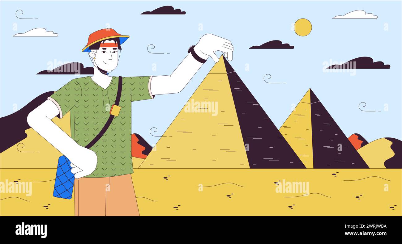 Egypt pyramids sightseeing cartoon flat illustration Stock Vector Image ...