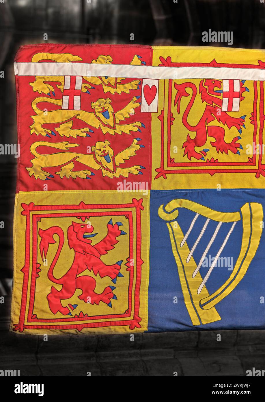 Scottish flag in the christian cathedral of St Giles, Edinburgh ...