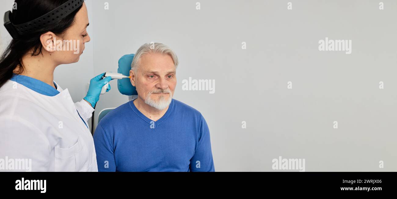 Tympanometry. Ent doctor doing tympanometry and test of middle-ear ...