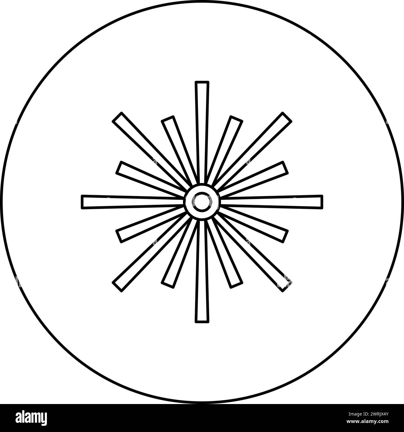 Laser optic beam flash sparks linear icon in circle round black color ...