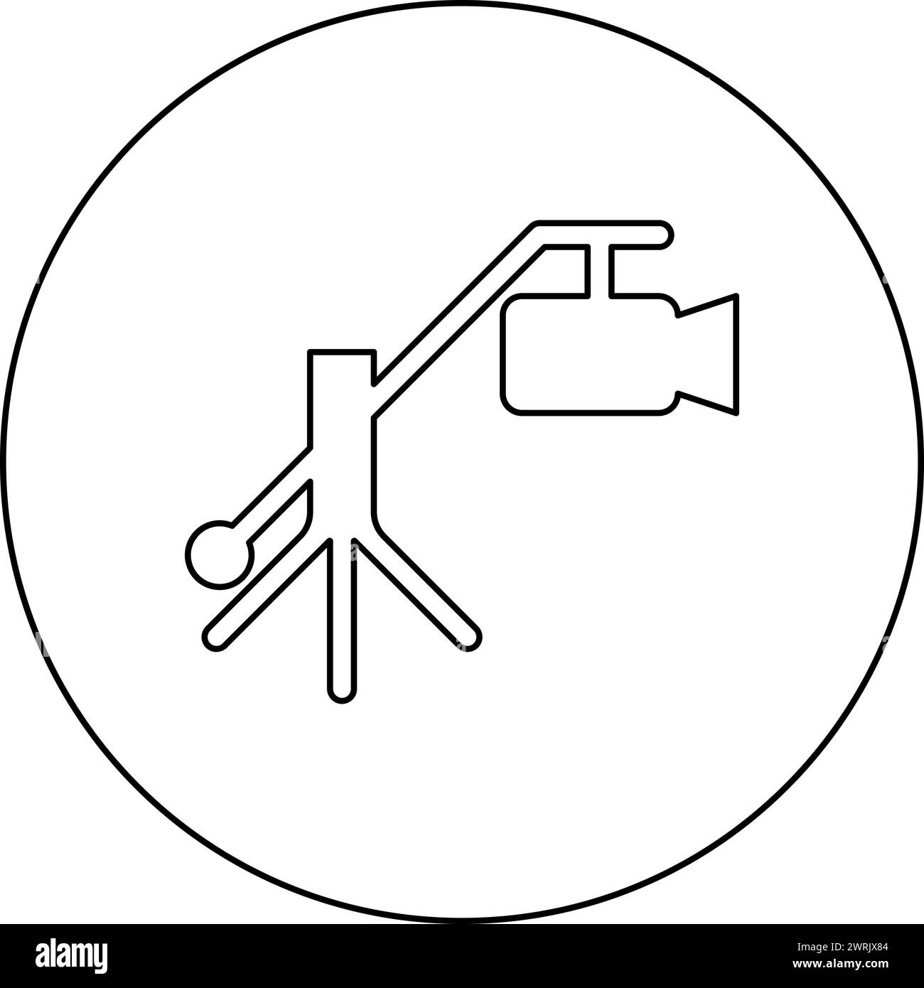 Camera crane video movie dv camcorder television icon in circle round ...