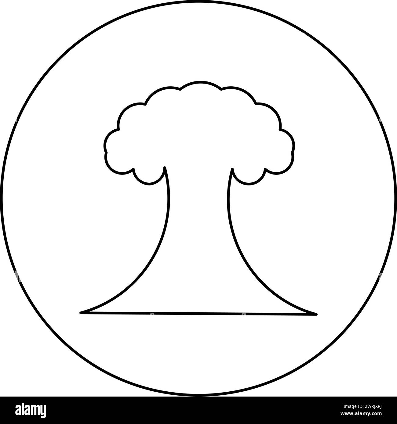 Nuclear explosion burst mushroom explosive destruction icon in circle ...