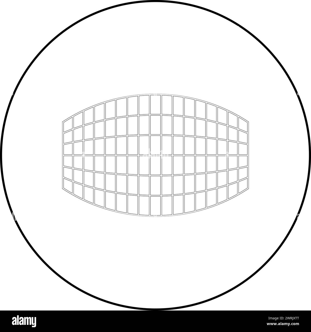 Rectangle in projection grid checkered icon in circle round black color ...