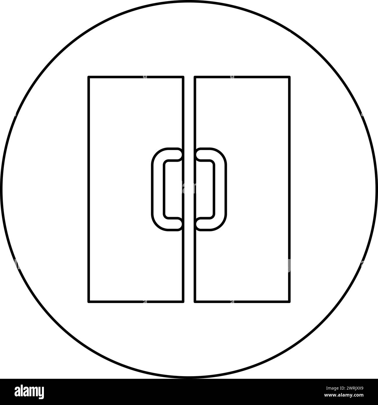 Double door exit doorway icon in circle round black color vector ...