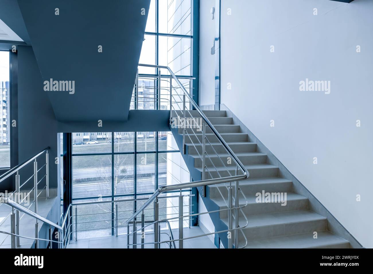 stairs emergency and evacuation exit stair in up ladder in a new office ...