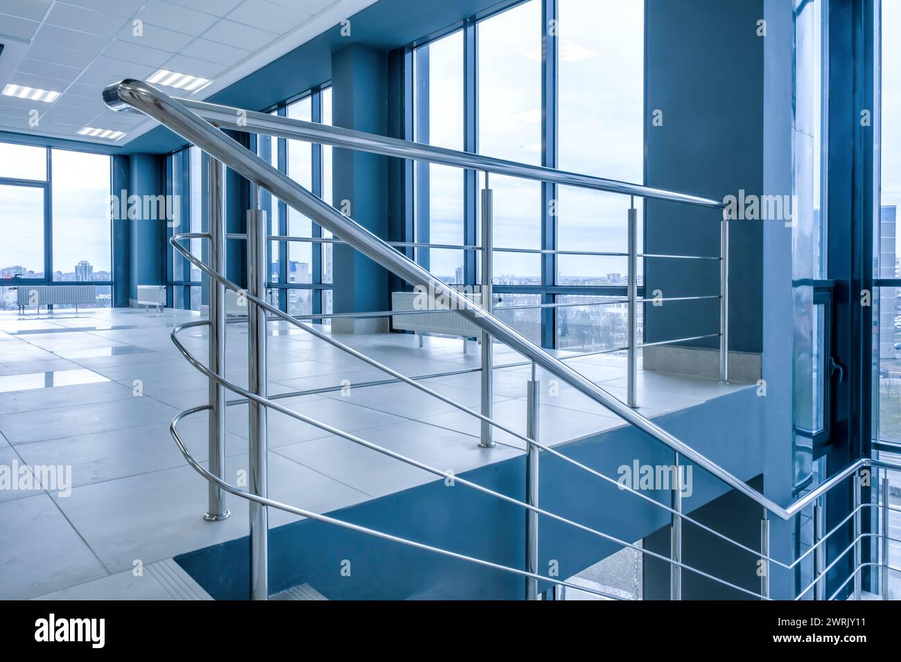 stairs emergency and evacuation exit stair in up ladder in a new office ...