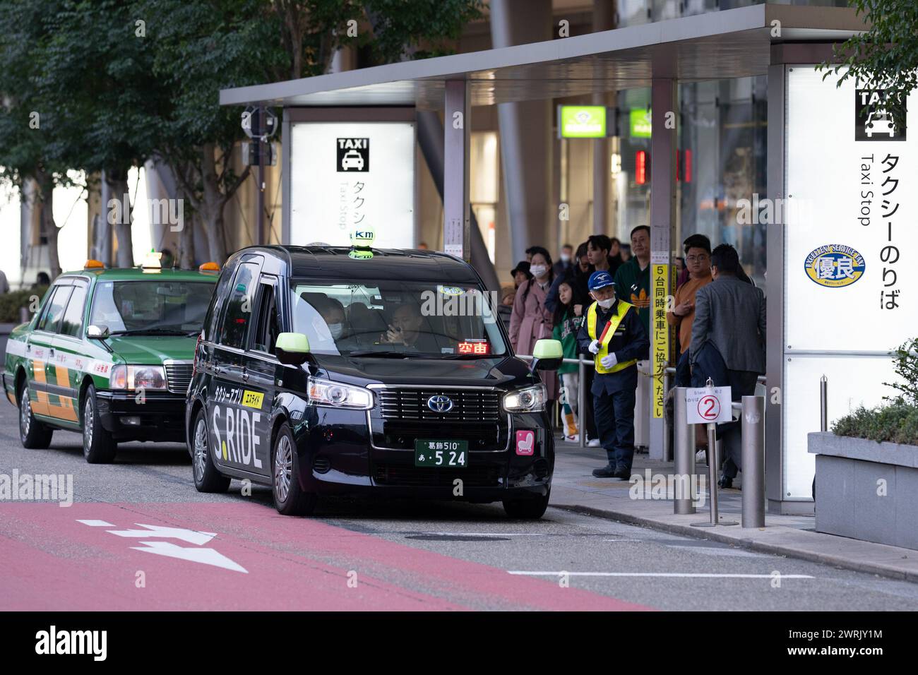 A taxi stand in Tokyo, Japan on February 14, 2024. In the Japanese taxi ...