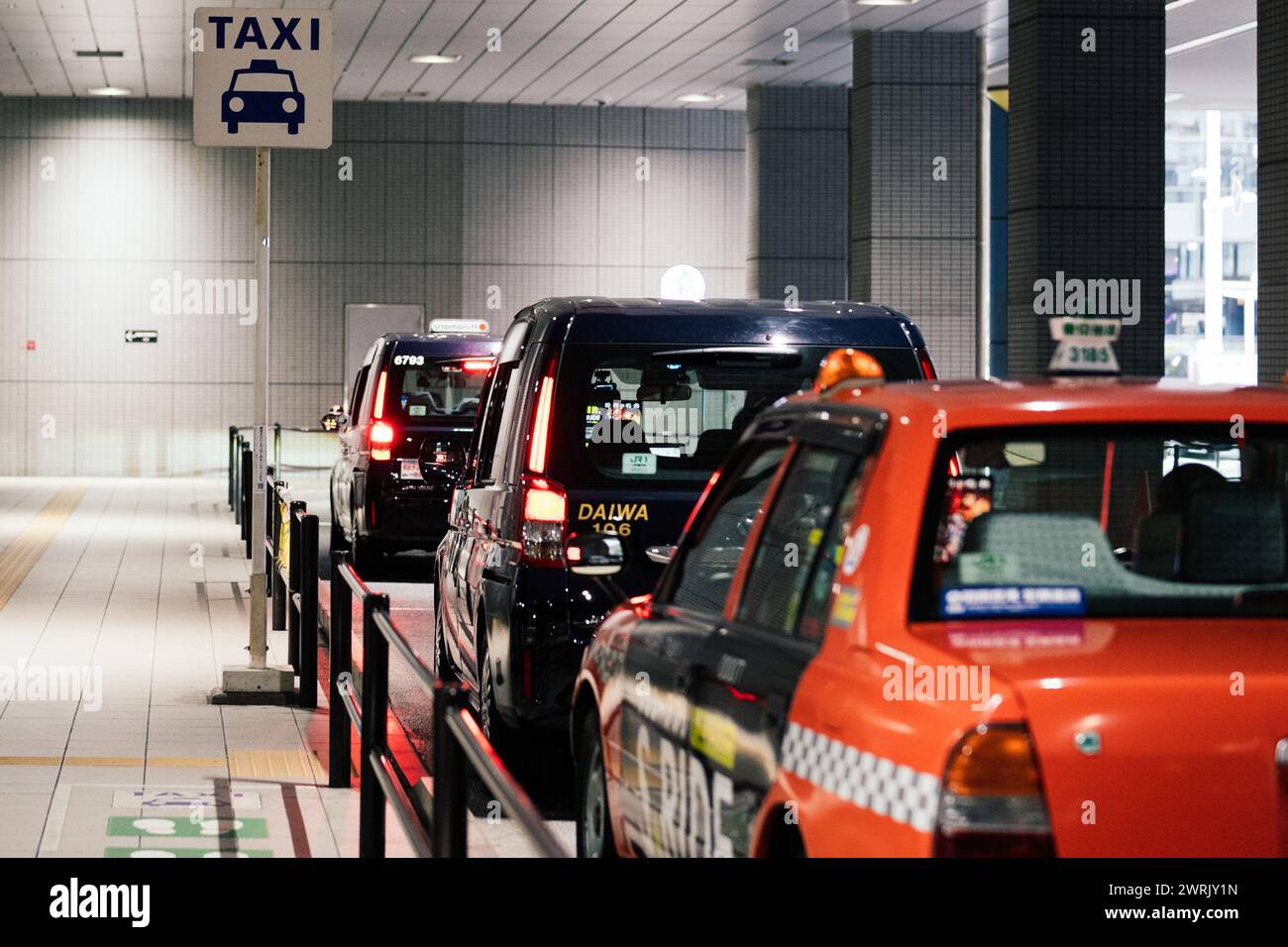 A taxi stand in Tokyo, Japan on February 14, 2024. In the Japanese taxi ...