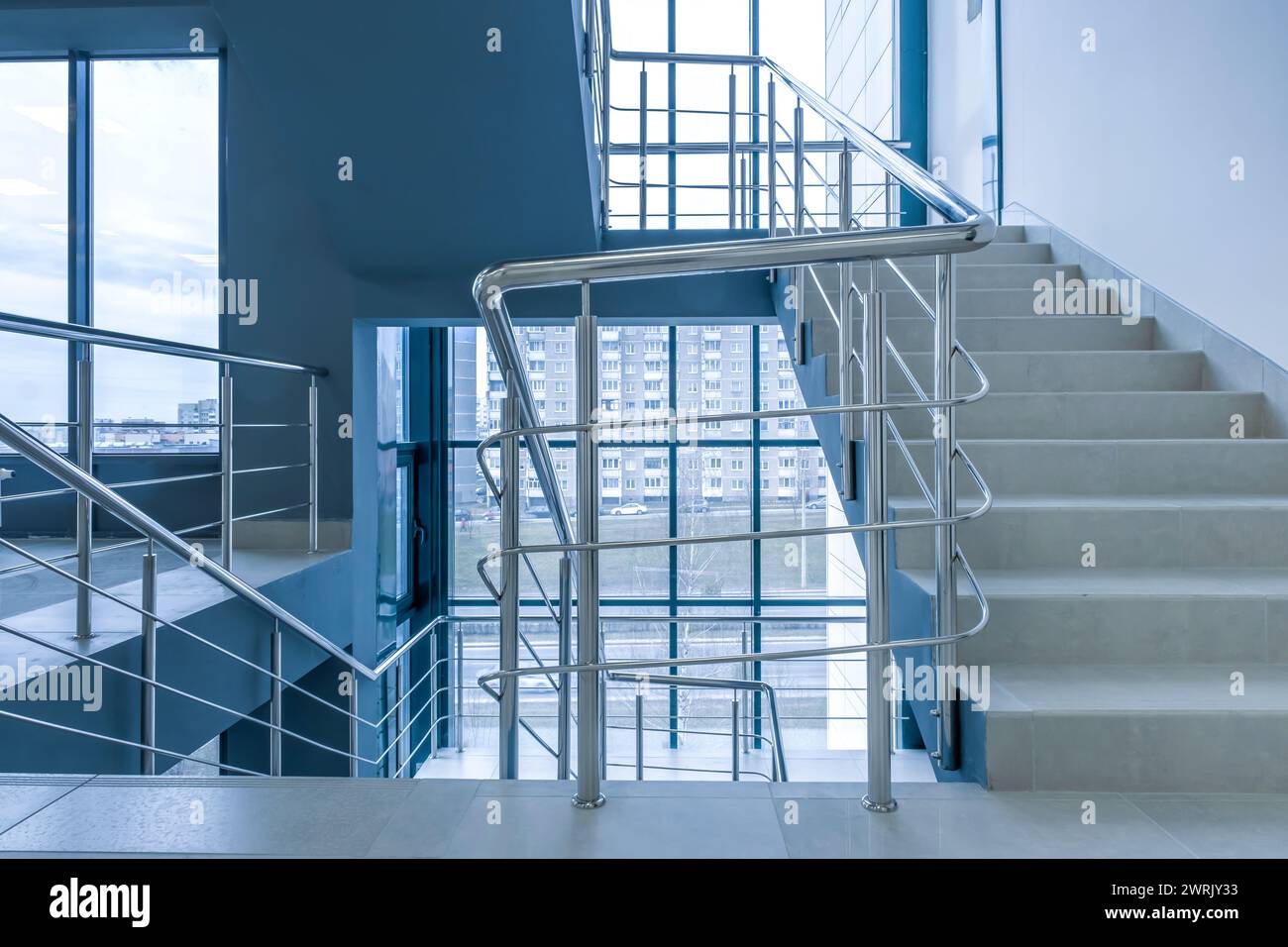 stairs emergency and evacuation exit stair in up ladder in a new office ...