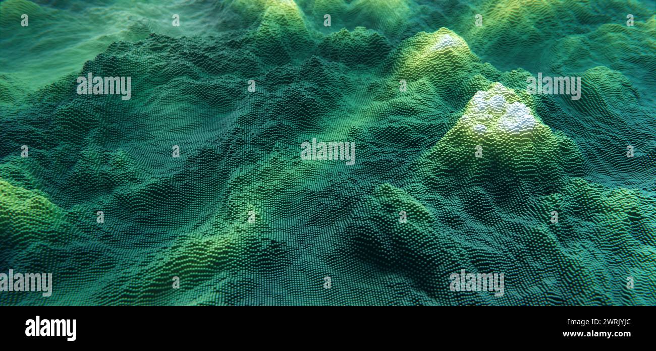 Abstract green cubic landscape technology background. Eco concept ...
