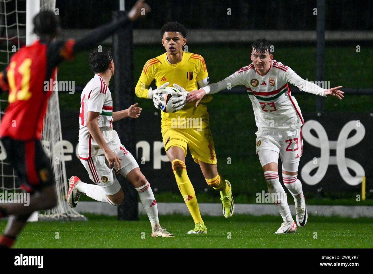 Tubize, Belgium. 12th Mar, 2024. Lucca Kiaba Mounganga (1) of Belgium ...