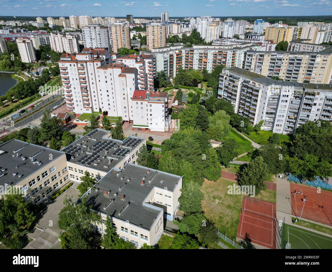 Aerial view of Goclaw area, subdistrict of Praga-Poludnie, Warsaw city ...