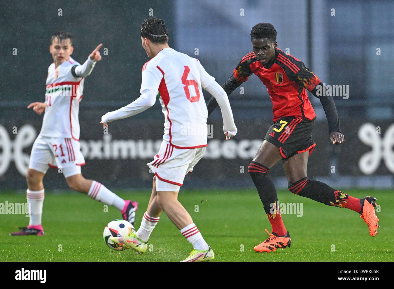 Tubize, Belgium. 12th Mar, 2024. Matthias Wamu Oyatambwe (3) of Belgium ...