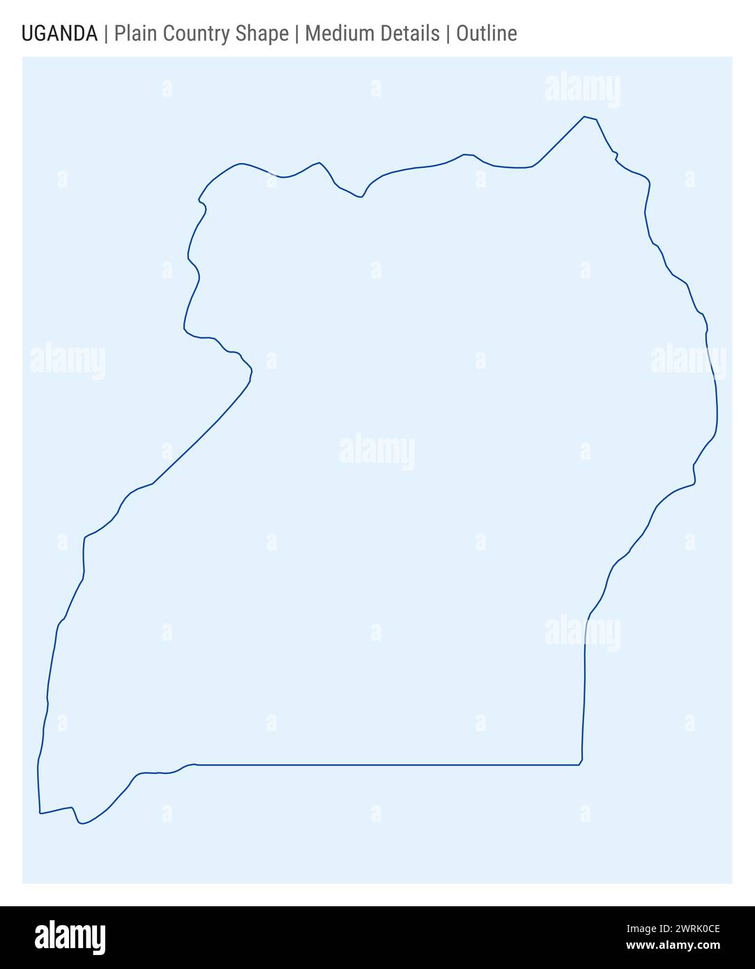 Uganda plain country map. Medium details. Outline style. Shape of ...