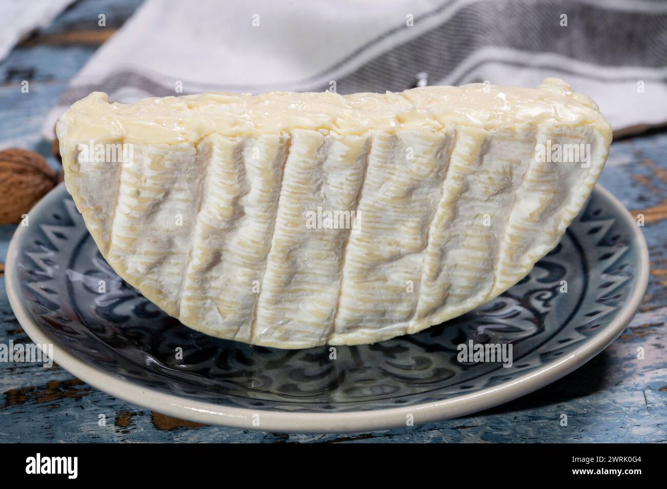 French soft Camembert cheese, original Camembert de Normandie, piece ...
