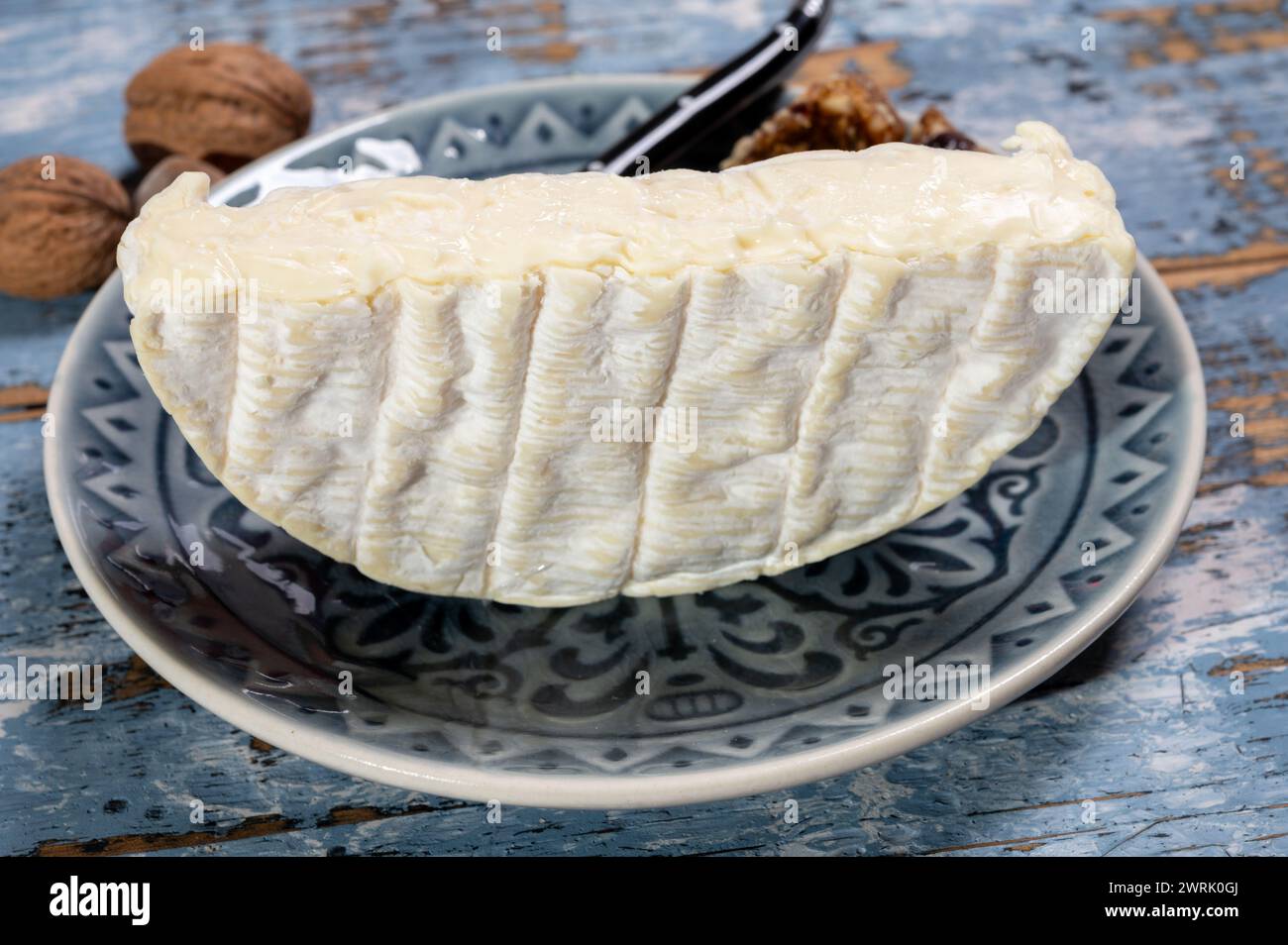French soft Camembert cheese, original Camembert de Normandie, piece ...