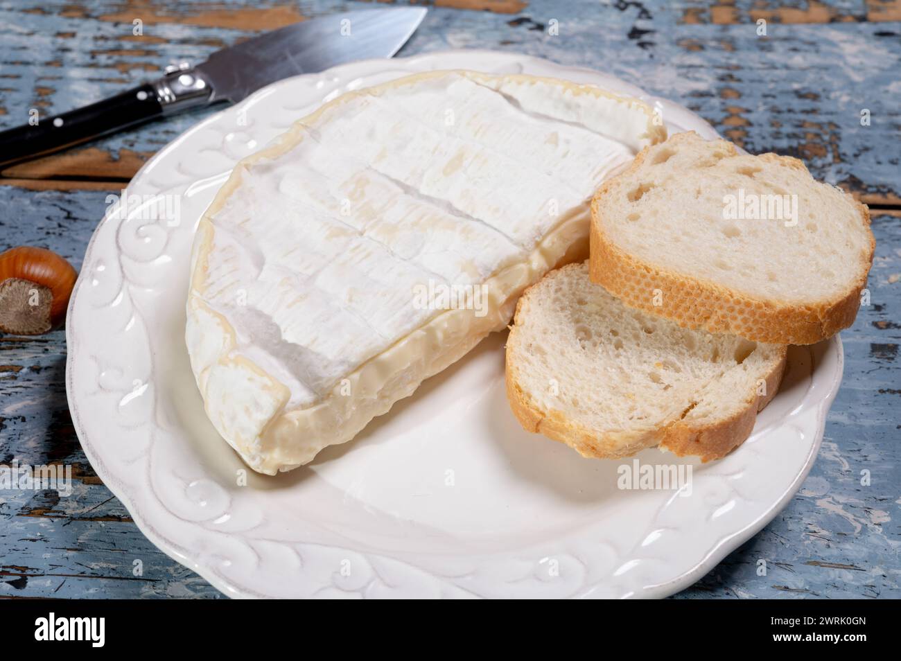 French soft Camembert cheese, original Camembert de Normandie, piece ...