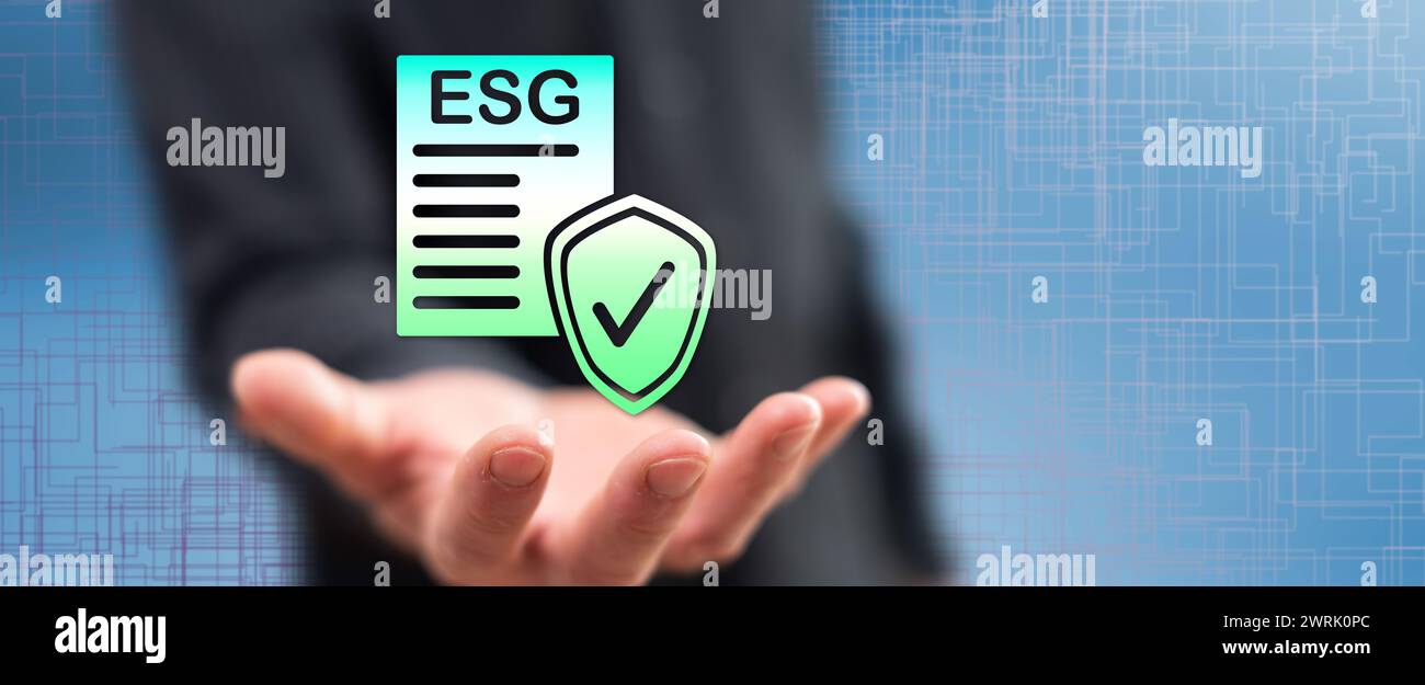 Esg concept above the hand of a man in background Stock Photo - Alamy