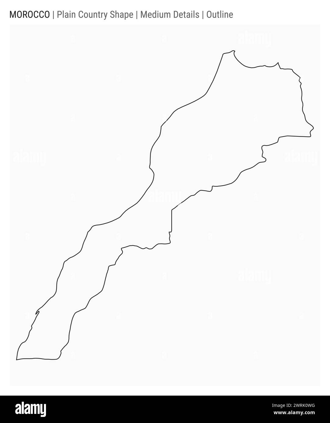 Morocco plain country map. Medium details. Outline style. Shape of ...