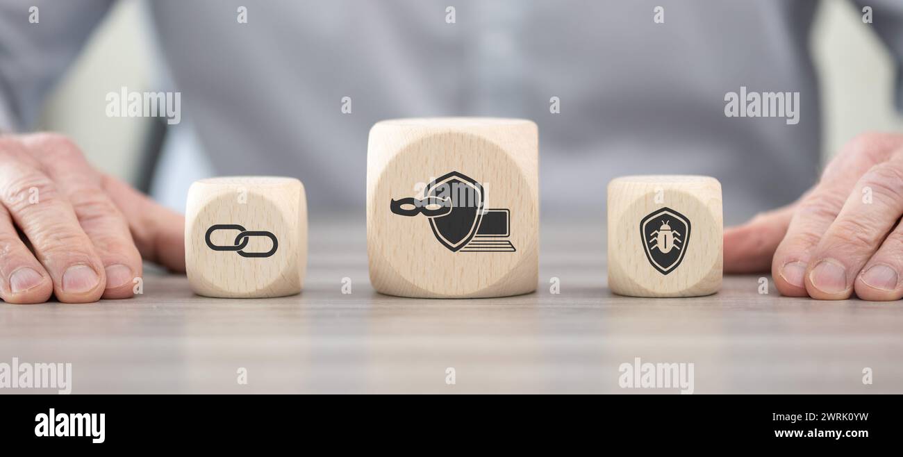 Wooden blocks with symbol of cybersecurity concept Stock Photo - Alamy